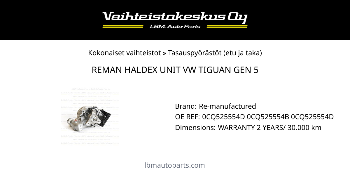 REMAN HALDEX UNIT VW TIGUAN GEN 5