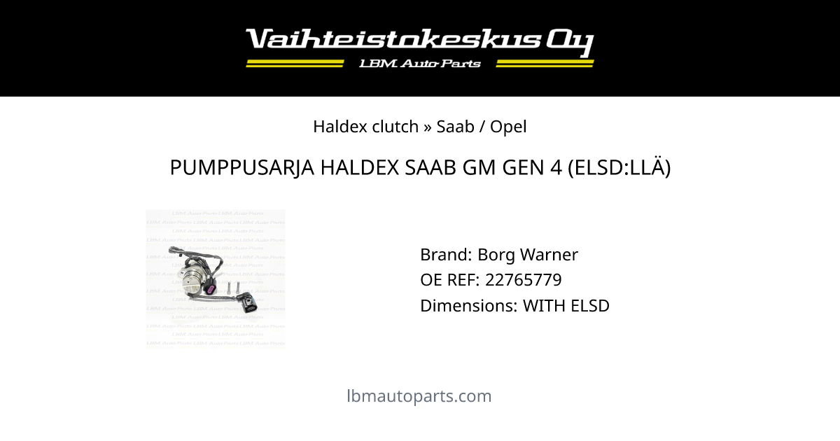 PUMPPUSARJA HALDEX SAAB GM GEN 4 (ELSD:LLÄ)