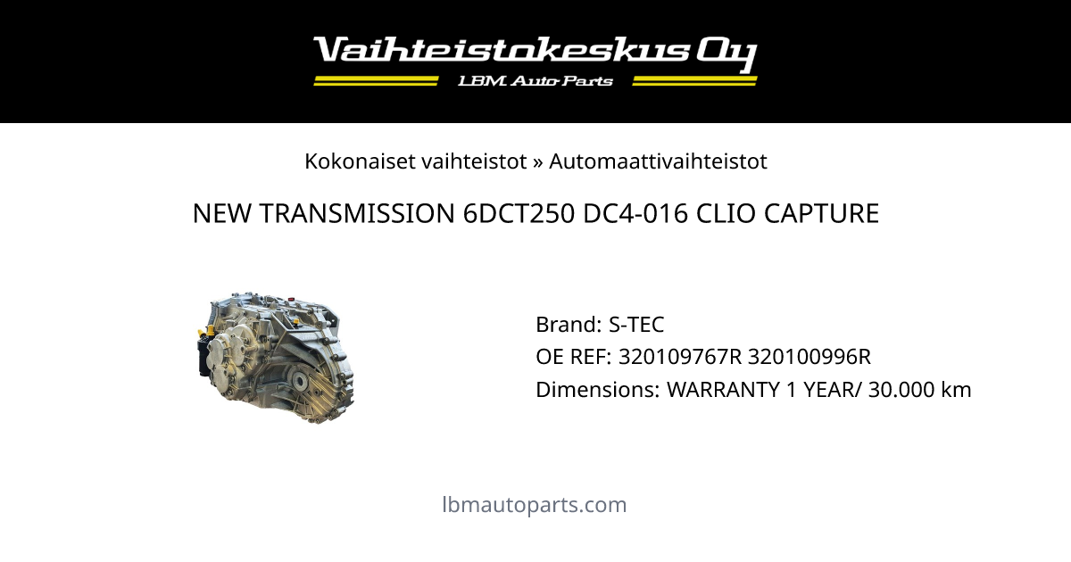 NEW TRANSMISSION 6DCT250 DC4-016 CLIO CAPTURE